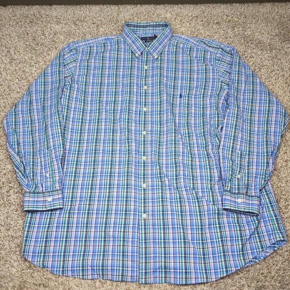 Polo Ralph Lauren | Shirts | Ralph Lauren Performance Button Down Shirt Mens 3xlt Plaid Long ...